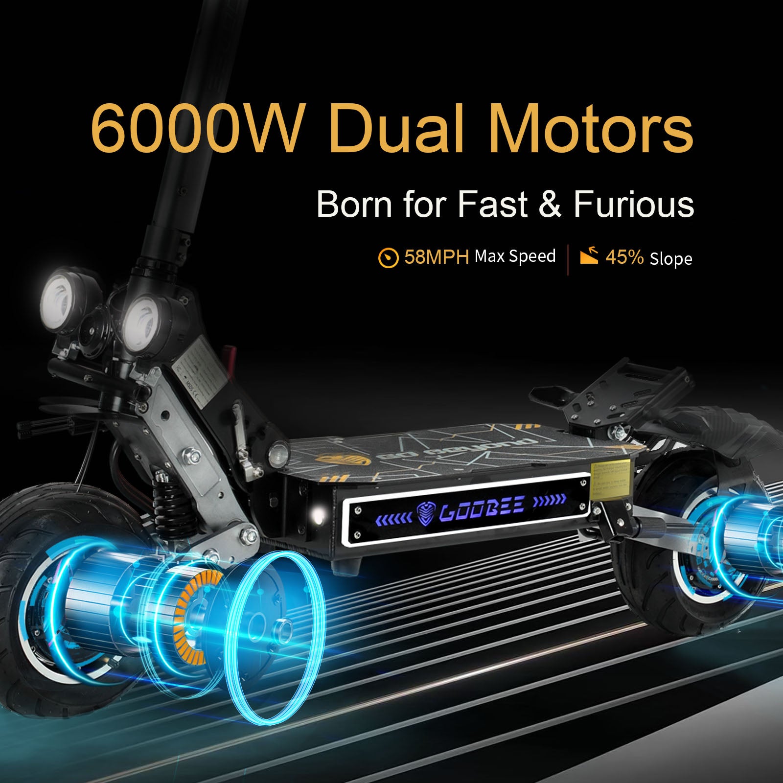 Electric Scooter Adults 60MPH Fastest 6000W Motors Escooter Fat Tires ...